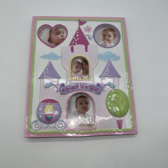 Disney | Accents | Disney Baby Photo Collage Picture Frame Pink Castles ...